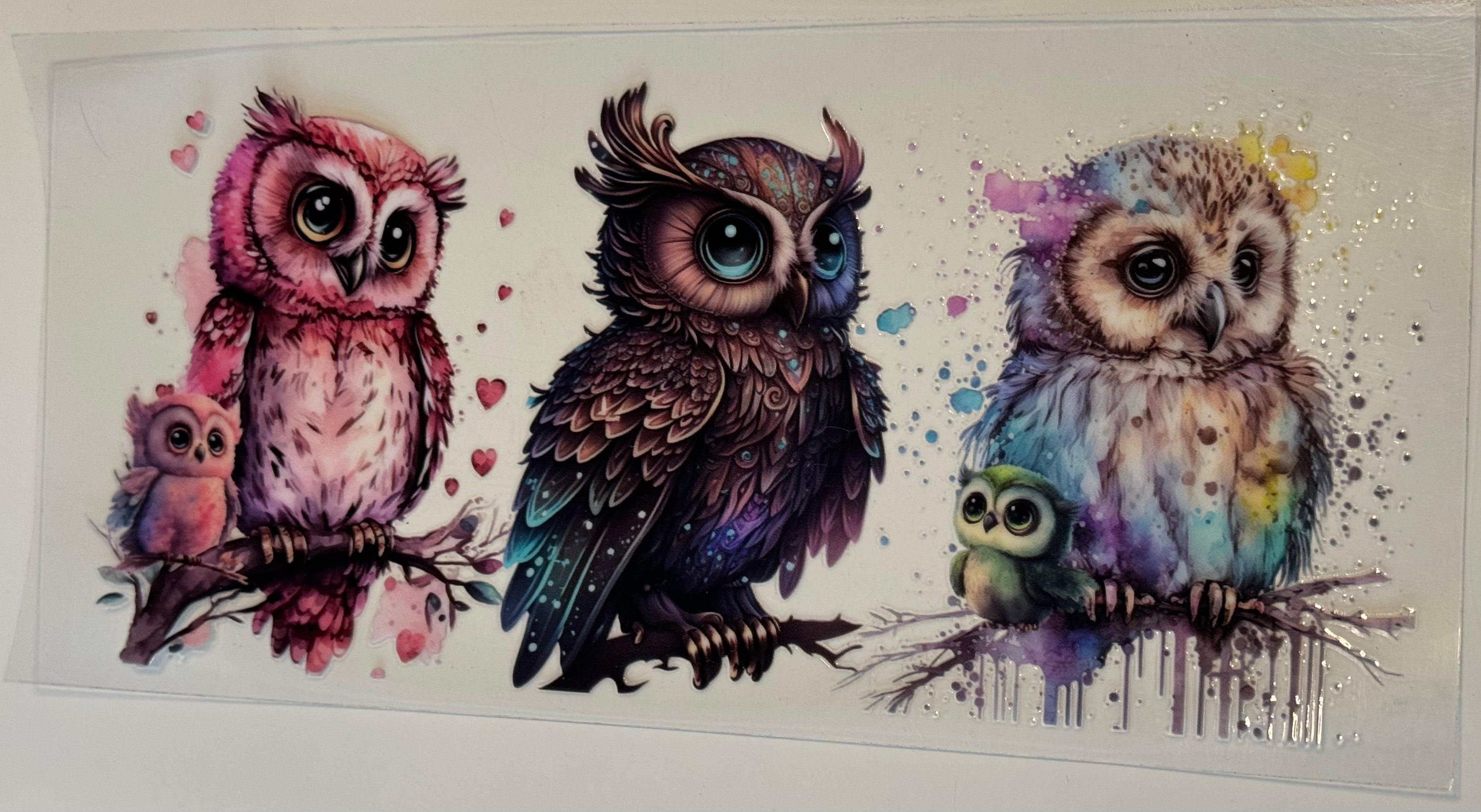 UV DTF -Pastel Owls - 16oz Libby Can – MJC Blanks & Vinyl